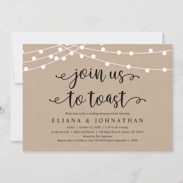 Join us to toast, Rustic Wedding Rehearsal Dinner Invitation | Zazzle
