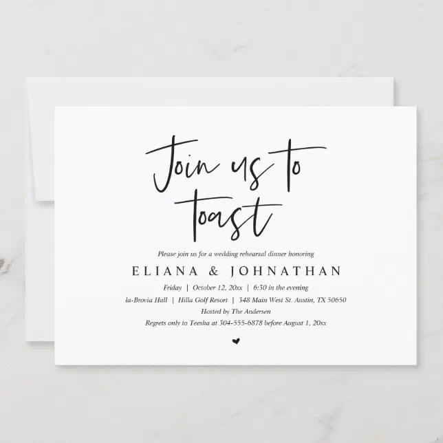 Join us to toast, Wedding Rehearsal Dinner Invitation | Zazzle