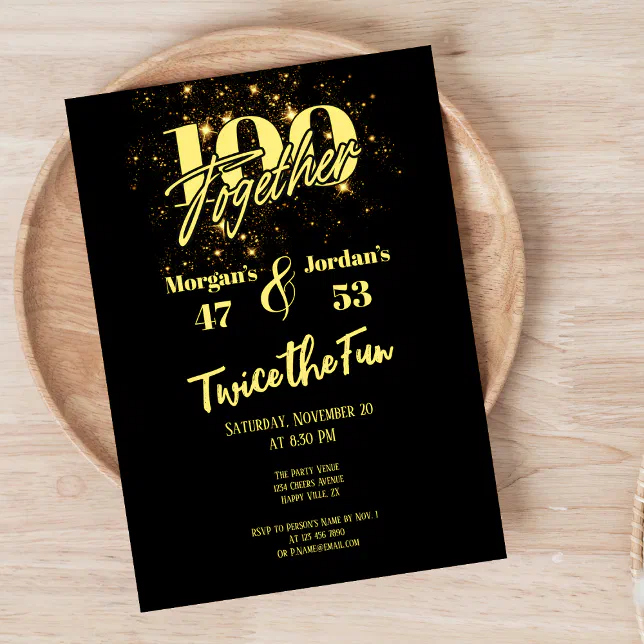 Joint Birthday Double Celebration Twice the Fun Invitation | Zazzle