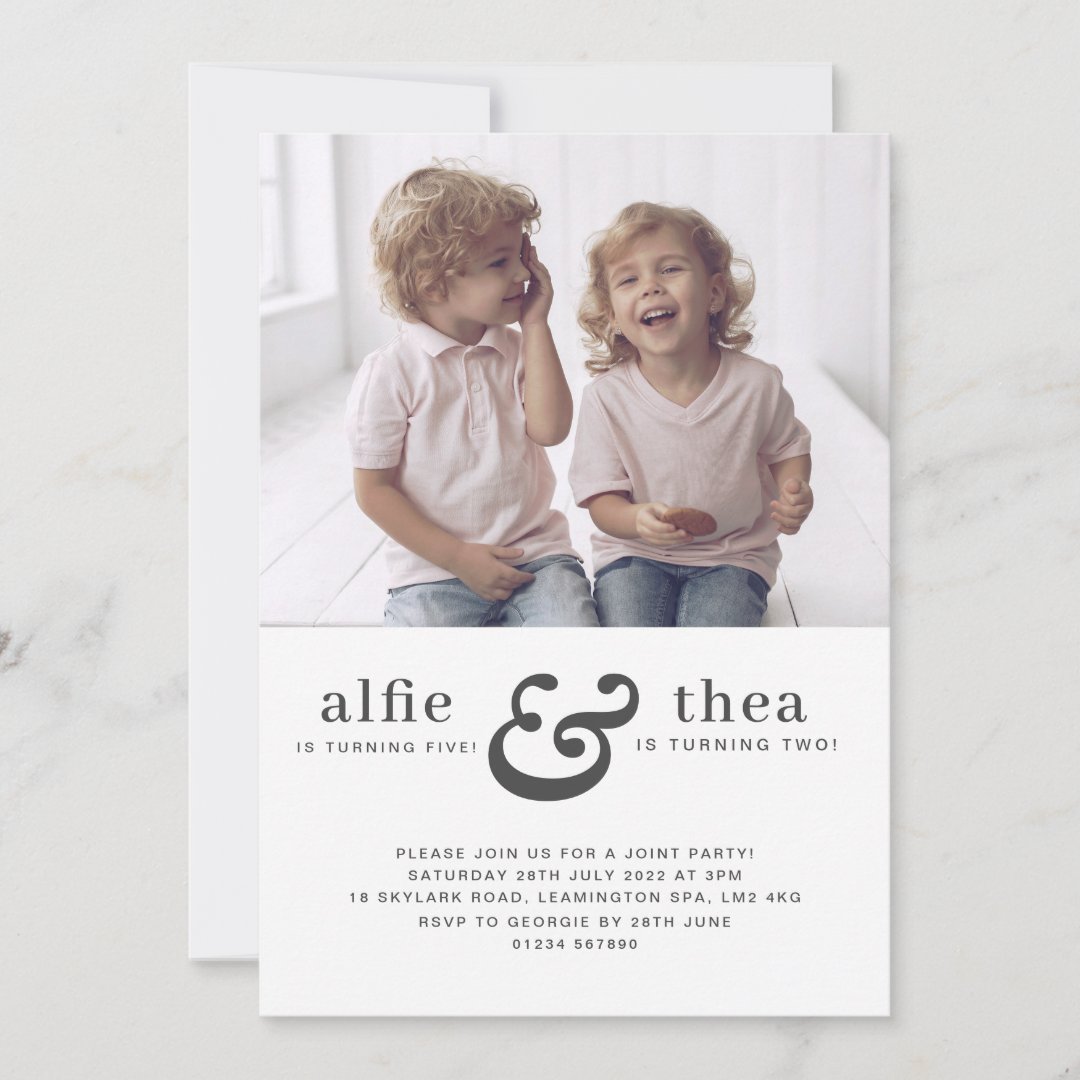Joint Birthday Invitation Portrait | Zazzle