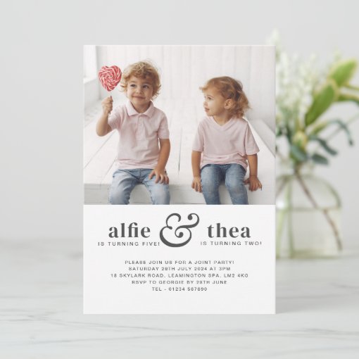 Joint Birthday Invitation Portrait | Zazzle