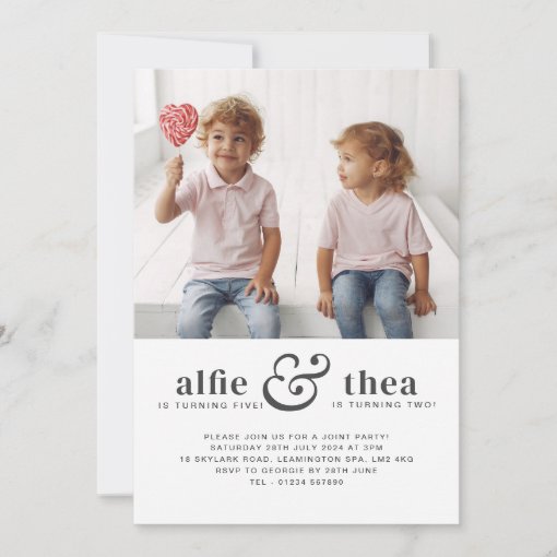 Joint Birthday Invitation Portrait | Zazzle