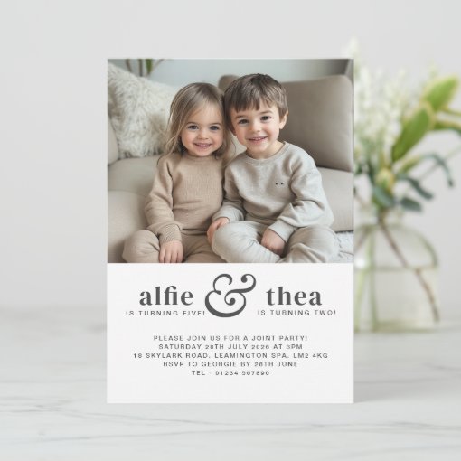 Joint Birthday Invitation Portrait | Zazzle