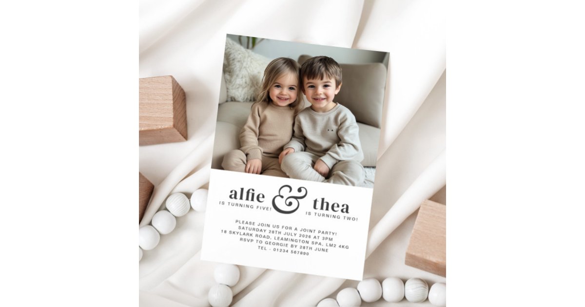 Joint Birthday Invitation Portrait | Zazzle