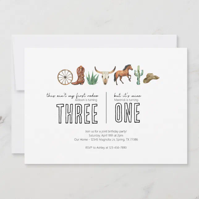 Joint Birthday Party - Western Rodeo Theme Invitation | Zazzle