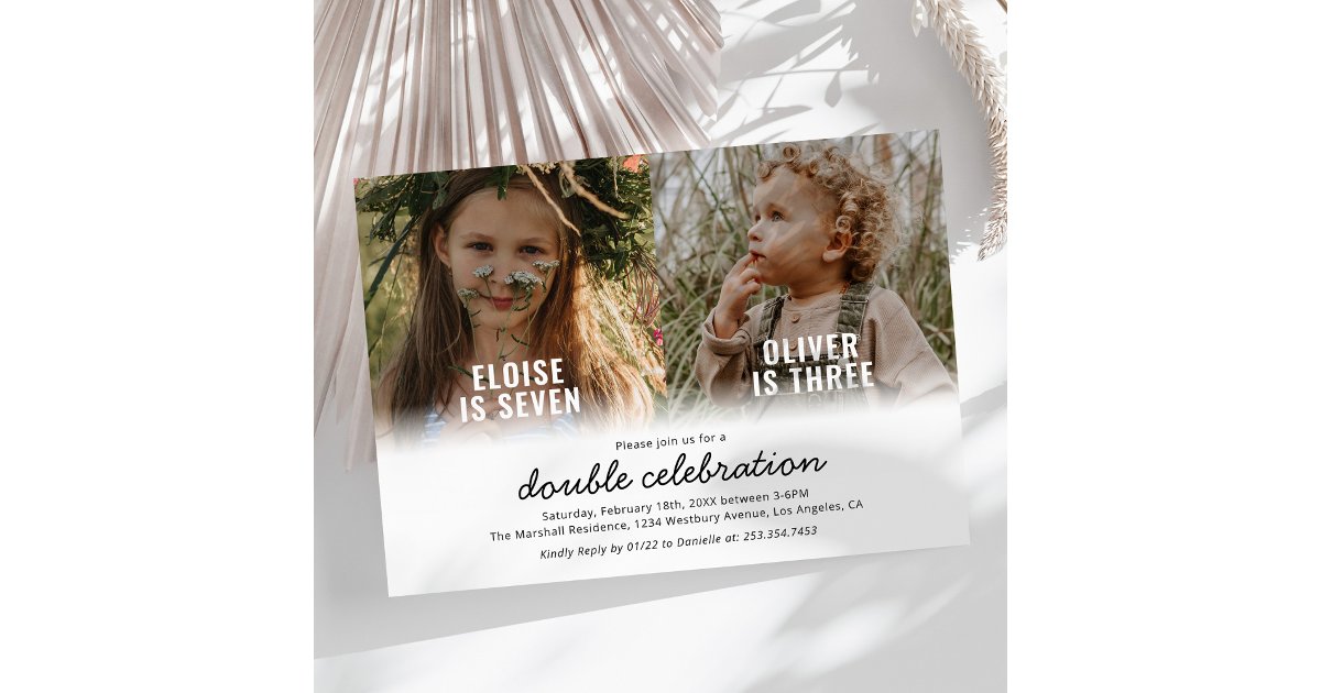 Joint Birthday Photo Birthday Invitation | Zazzle