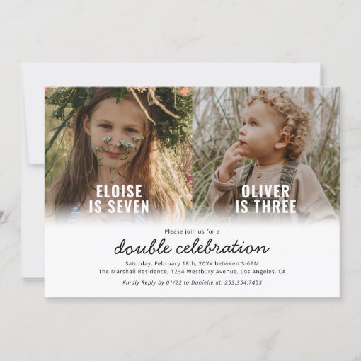 Joint Birthday Photo Birthday Invitation | Zazzle