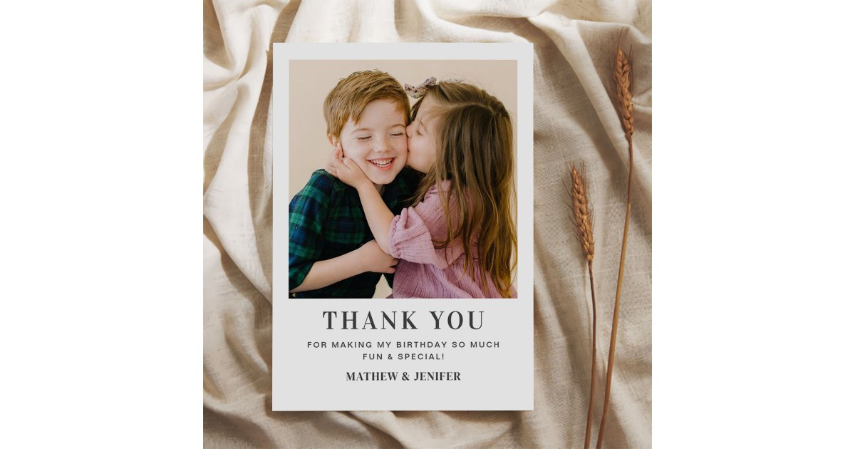 Joint Birthday Photo Thank You Card | Zazzle