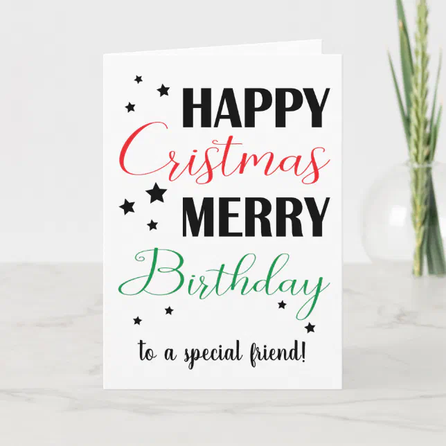 Joint Christmas And Birthday Card | Zazzle
