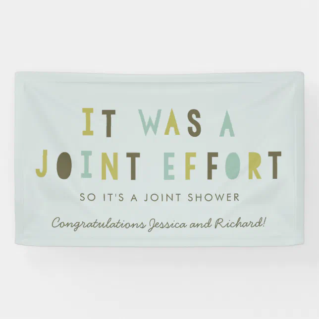 Joint Effort Couple's Baby Shower Banner // Aqua | Zazzle