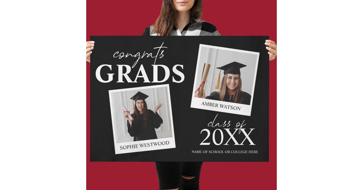 Joint Graduation Party | 2 Photo Poster | Zazzle