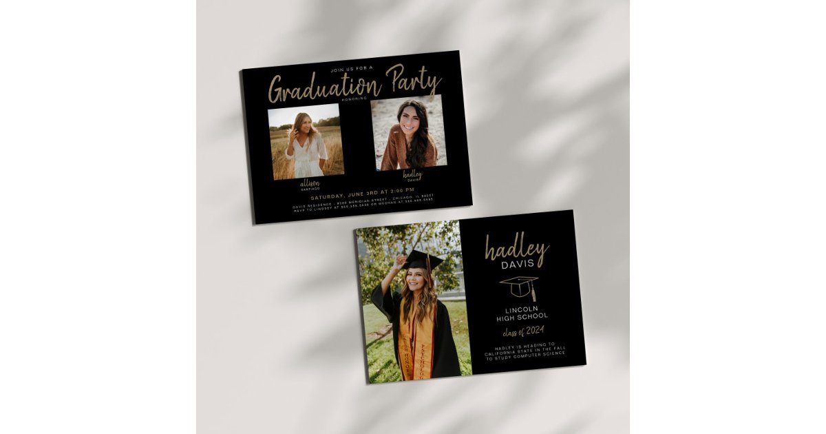 Joint Graduation Party Invitation - Two Person | Zazzle