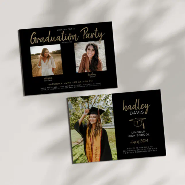 Joint Graduation Party Invitation - Two Person | Zazzle