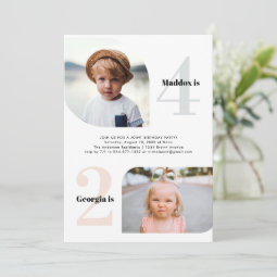 Joint Party | Simple 2 Photo Birthday Party Invitation | Zazzle
