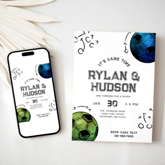 Joint Soccer Birthday Invitation | Zazzle