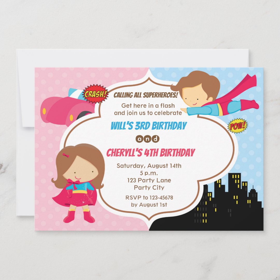 Joint Twin Birthday Party Invitation (Dual Theme) | Zazzle