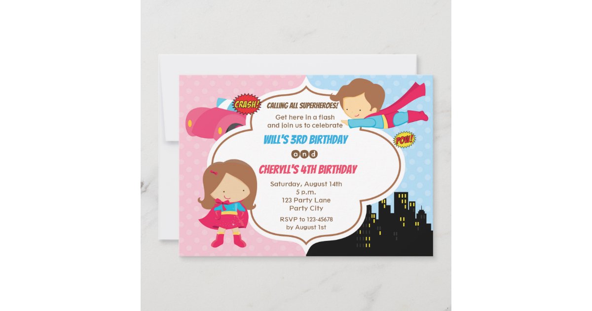 Joint Twin Birthday Party Invitation (Dual Theme) | Zazzle