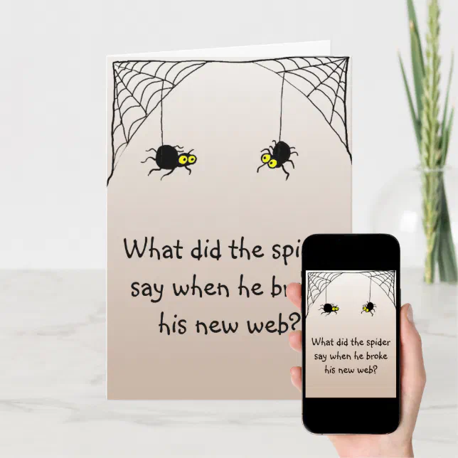 Joke Halloween What did the spider say? Card | Zazzle