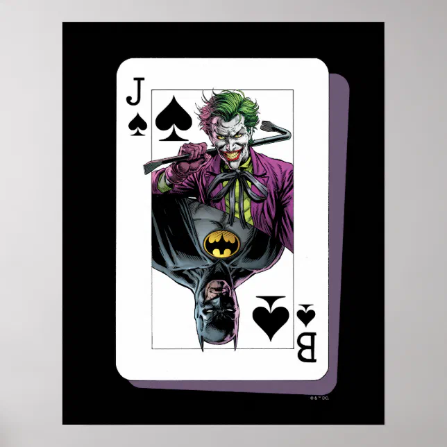 Joker and Batman Spade Playing Card Illustration Poster | Zazzle