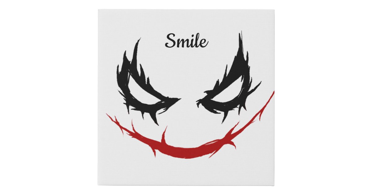joker smile faux canvas print | Zazzle