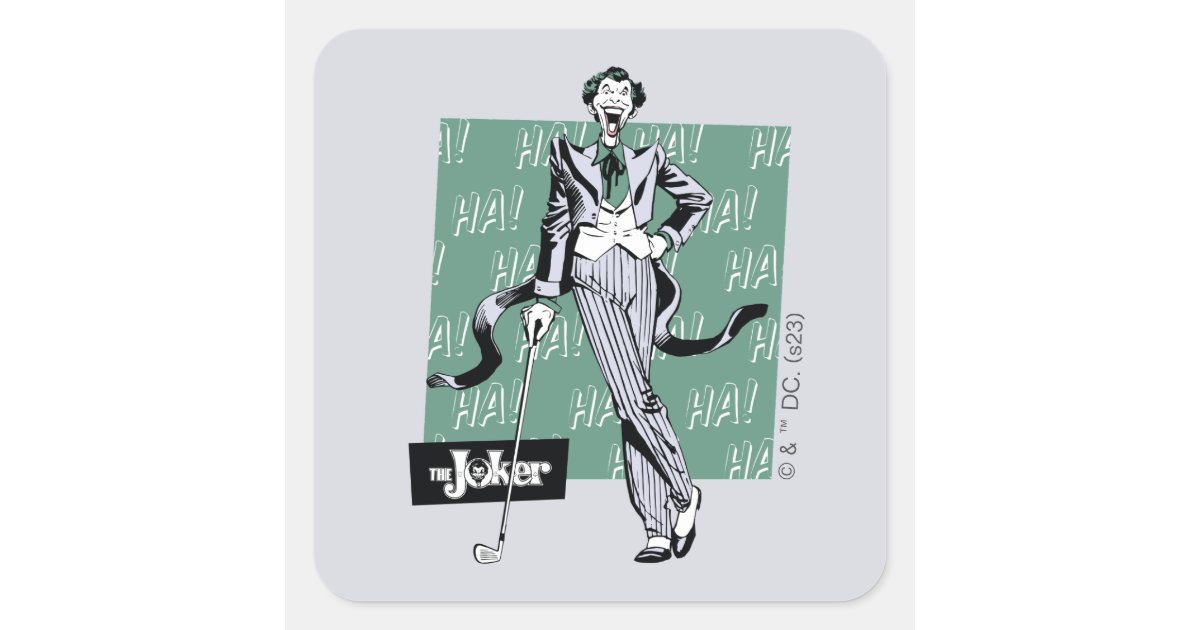 Joker With Golf Club Square Sticker | Zazzle