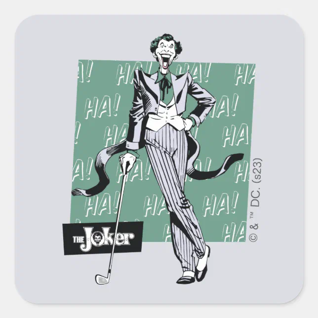 Joker With Golf Club Square Sticker | Zazzle