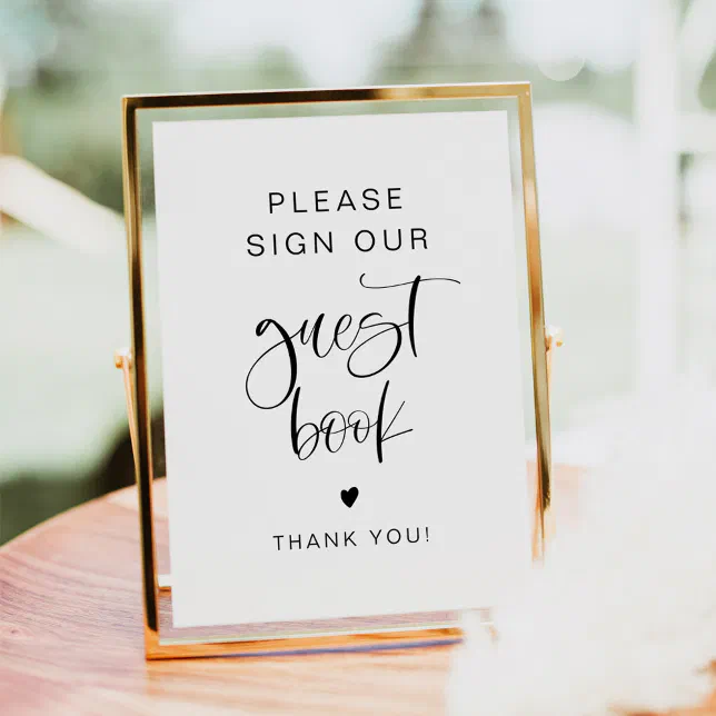 JOLIE Boho Minimalist Sign Our Guest Book Sign Invitation | Zazzle