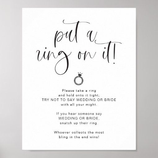 JOLIE Minimal Don't Say Bride or Ring Game Poster | Zazzle