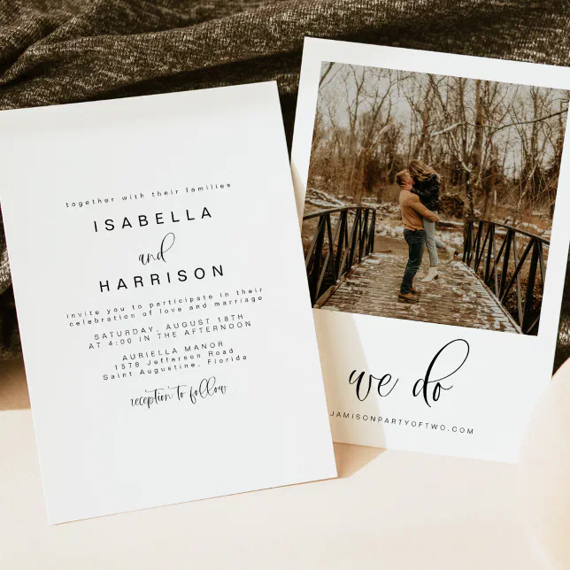 JOLIE Minimalist Boho Simple Photo Wedding Invitation | Zazzle