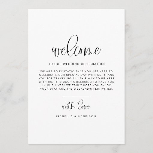 JOLIE Minimalist Boho Welcome Letter Timeline Card | Zazzle