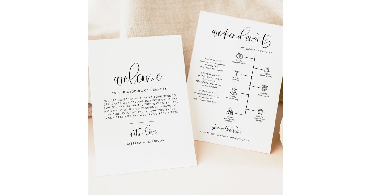 JOLIE Minimalist Boho Welcome Letter Timeline Card | Zazzle