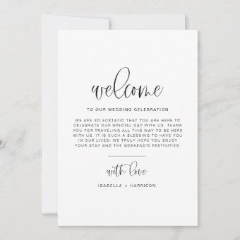 JOLIE Minimalist Boho Welcome Letter Timeline Card | Zazzle