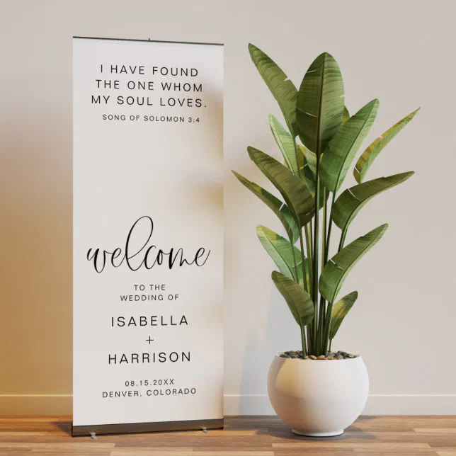 JOLIE Modern Bohemian Simple Wedding Welcome Retractable Banner | Zazzle