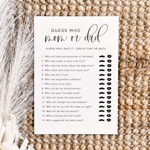 JOLIE Modern Guess Who Mom or Dad Baby Shower Game Invitation | Zazzle