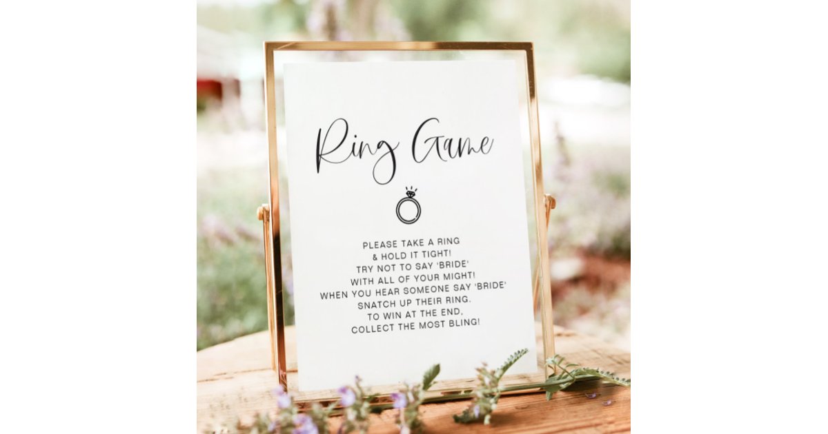 JOLIE Modern Minimalist Ring Bridal Shower Game Poster | Zazzle