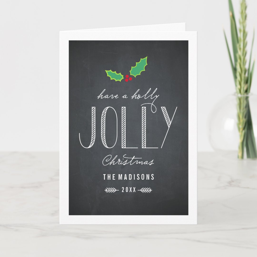 Jolly Chalkboard Christmas Greeting Card | Zazzle