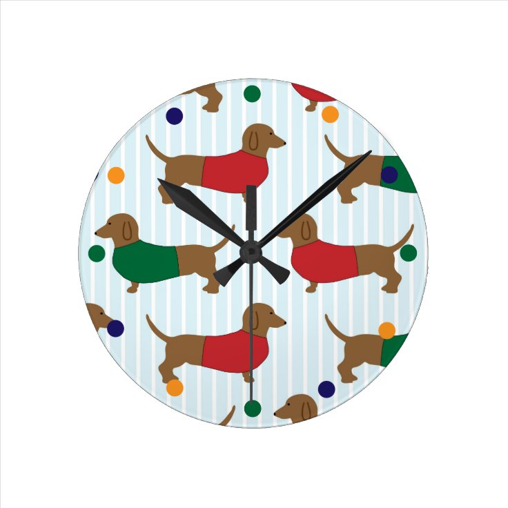 Jolly Dachshund Dog Wall Clock | Zazzle