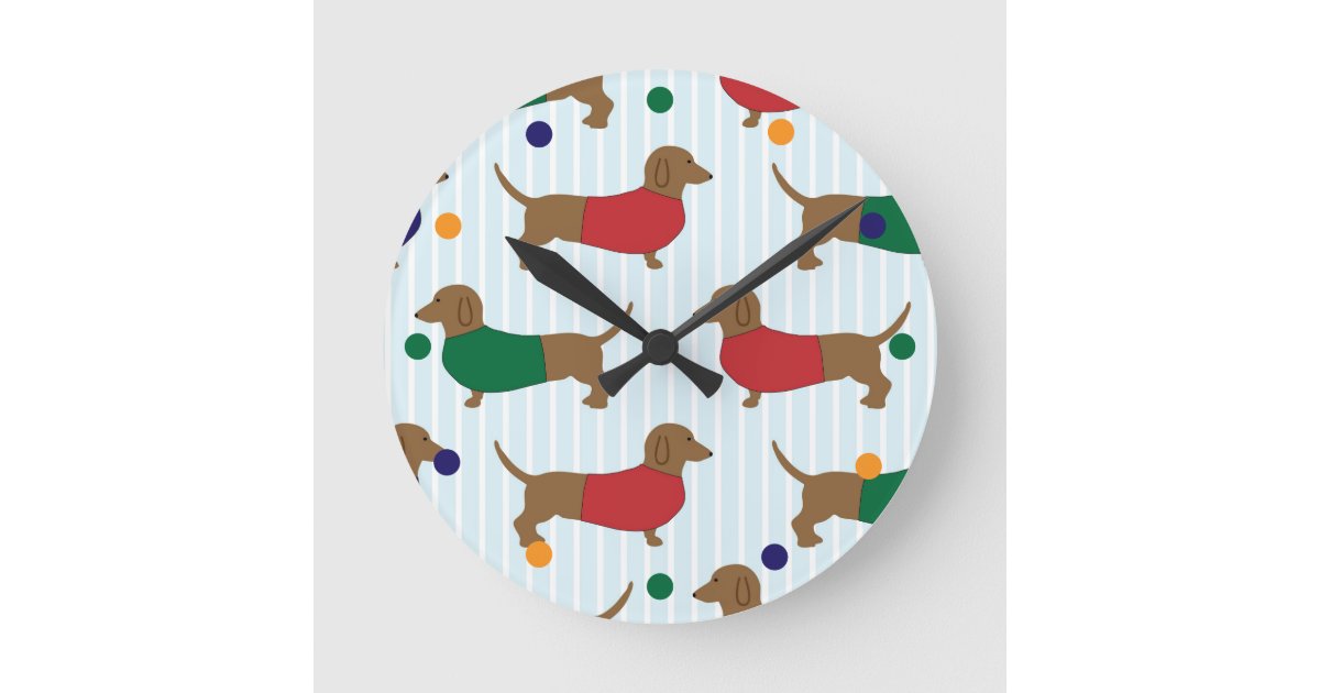 Jolly Dachshund Dog Wall Clock | Zazzle