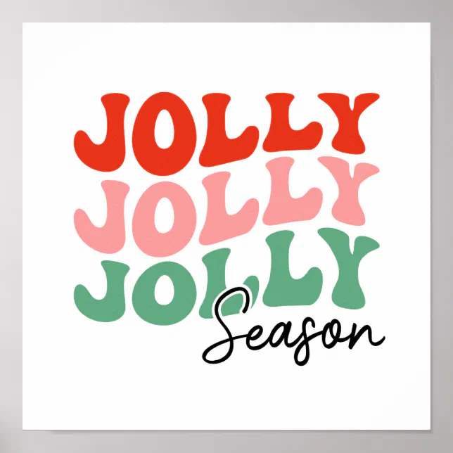 Jolly Jolly Jolly Season Retro Holiday Typography Poster | Zazzle