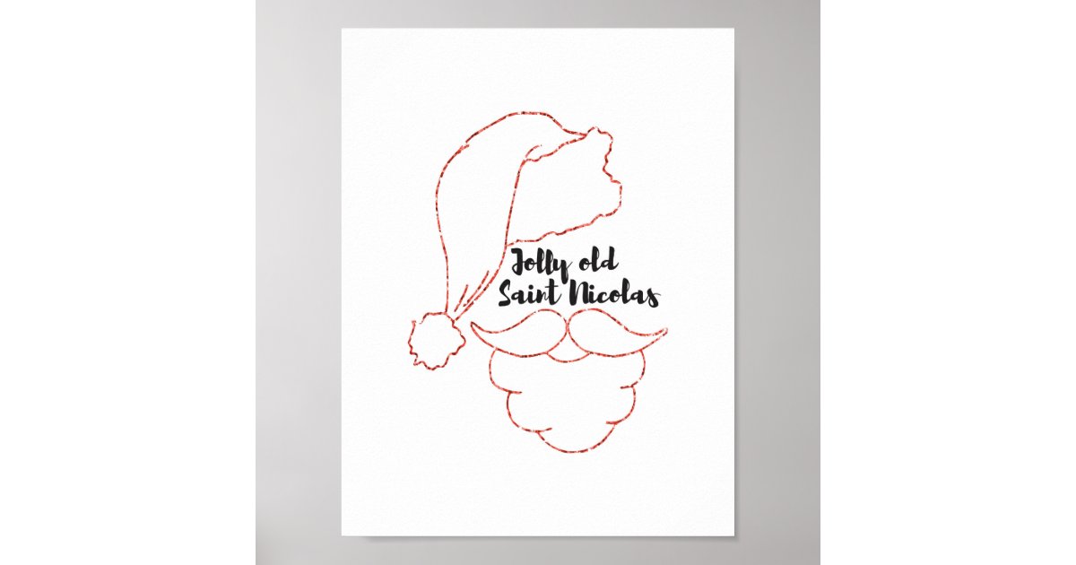 Jolly Old Saint Nicolas Red Glitter Poster | Zazzle