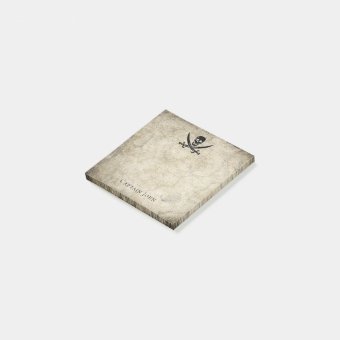 Jolly Roger and Name on Vintage Map Post-it Notes | Zazzle