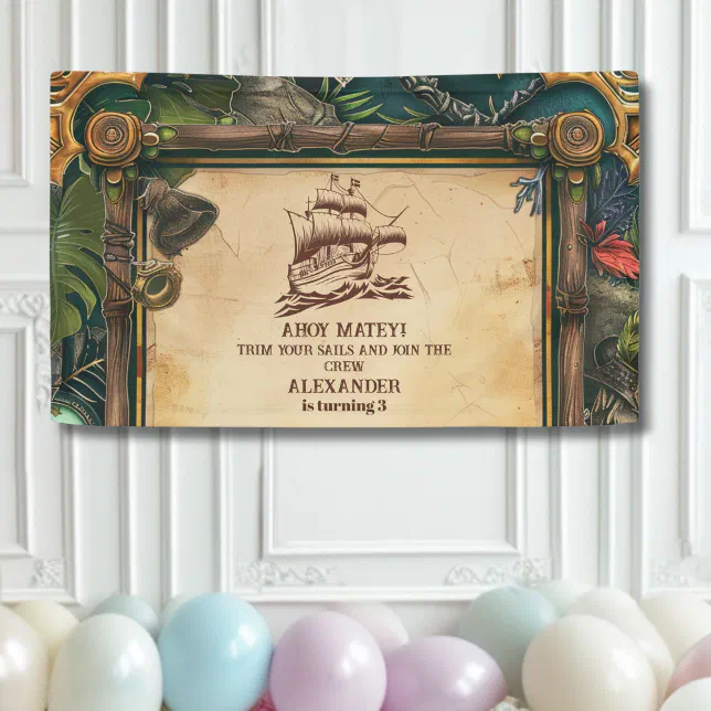 Jolly Roger Pirate Birthday Party Banner | Zazzle