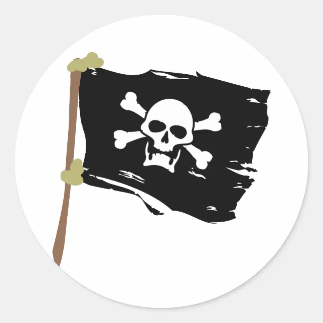 Jolly Roger Pirate Flag Classic Round Sticker | Zazzle