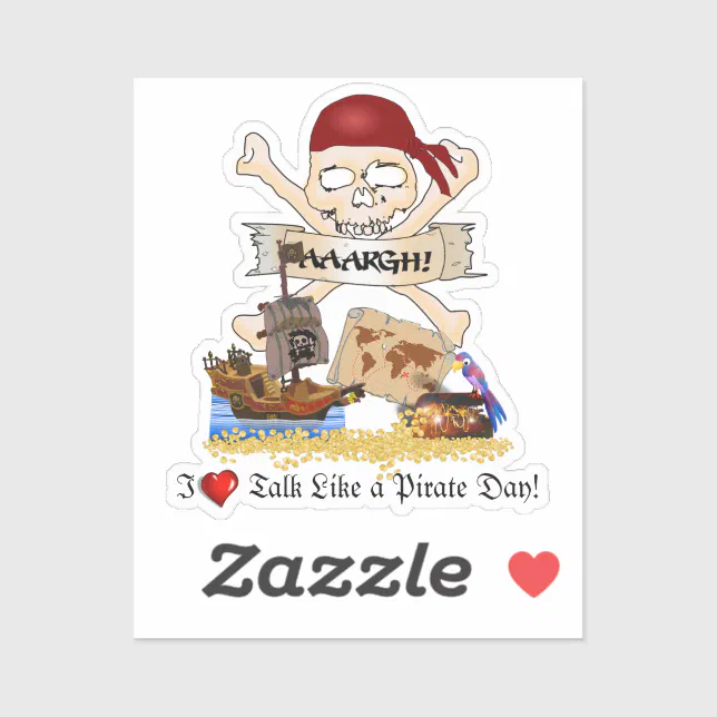 Jolly Roger, Pirate Ship & Pirate's Chest Sticker | Zazzle