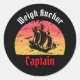 Jolly Roger Ship Sunset Classic Round Sticker | Zazzle