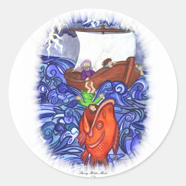 Jonah and the Big Fish Classic Round Sticker | Zazzle