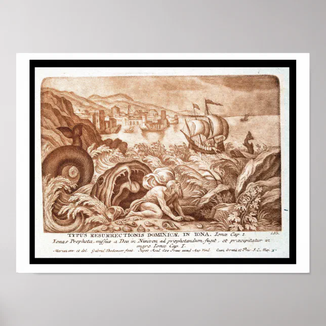 Jonah and the Whale, illustration from a Bible, en Poster | Zazzle