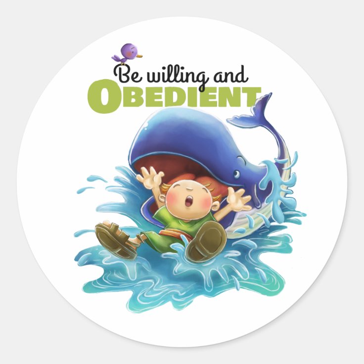 Jonah and the whale obedience sticker | Zazzle