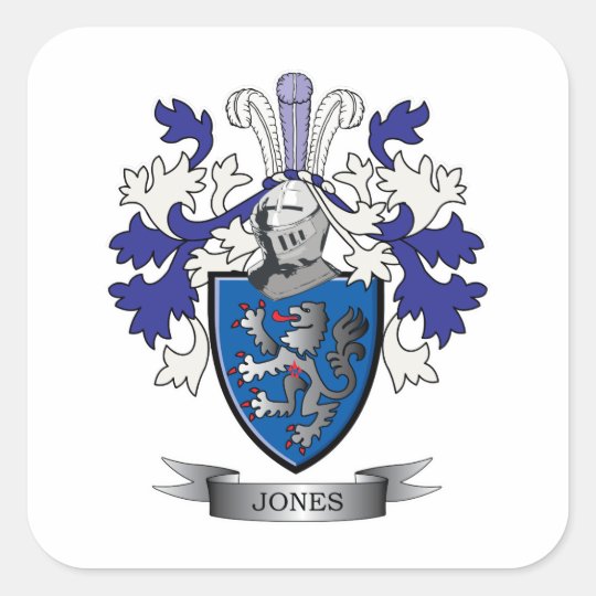 Jones Coat of Arms Square Sticker | Zazzle.com