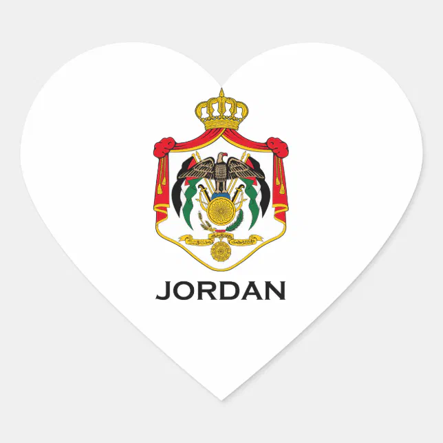 JORDAN - emblem/flag/coat of arms/symbol Heart Sticker | Zazzle